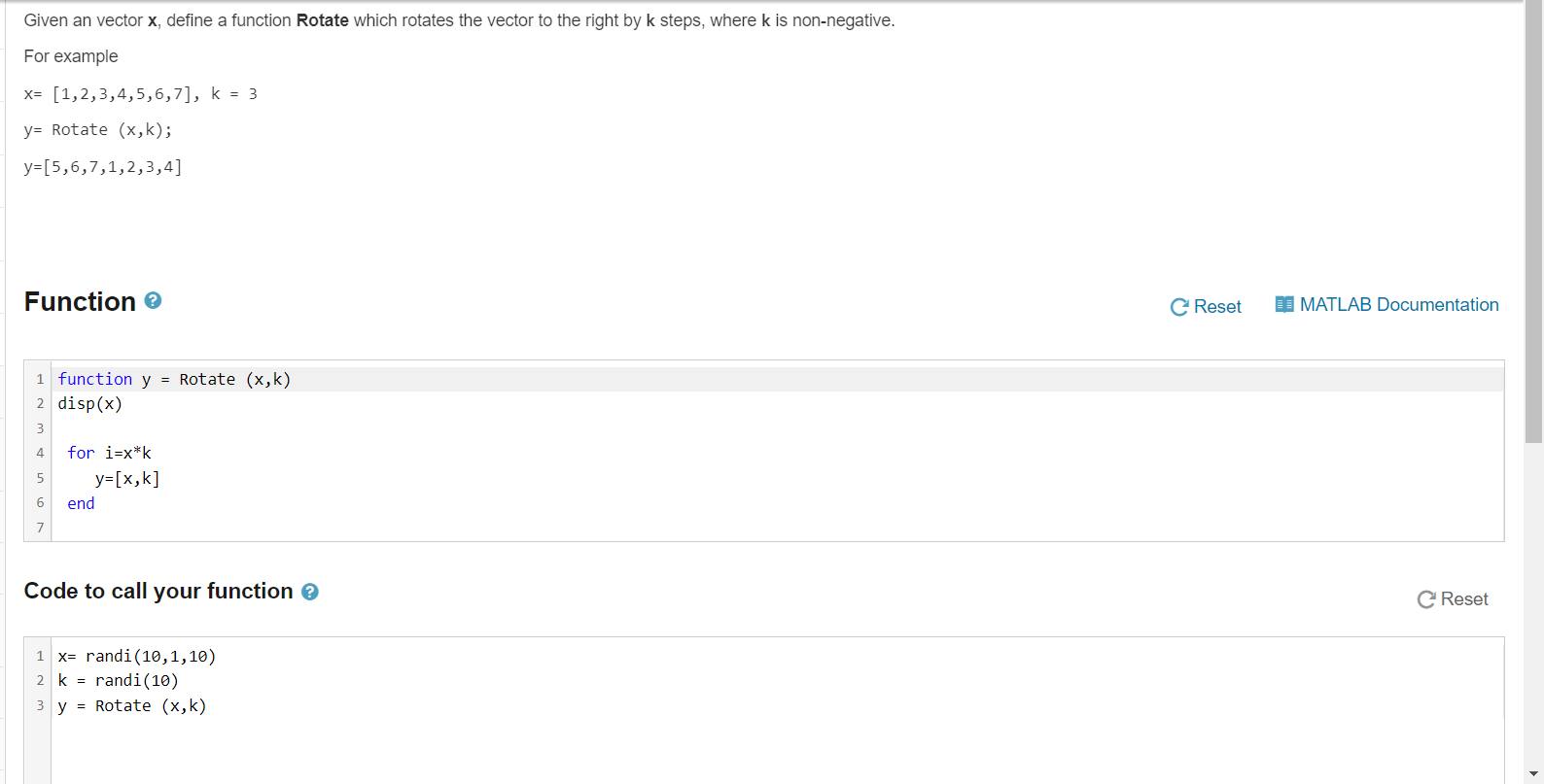 Solved Given an vector x, define a function Rotate which | Chegg.com
