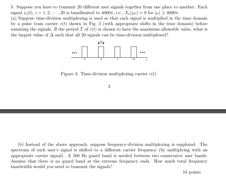 Solved 5. Suppose you have to transmit 20 different user | Chegg.com