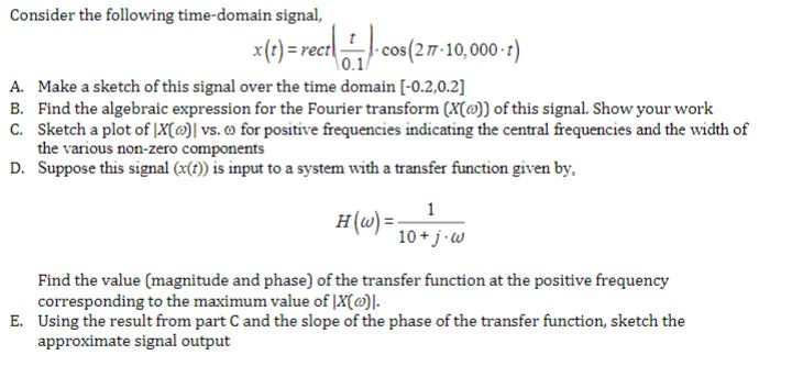 Consider the following time-domain signal, | Chegg.com