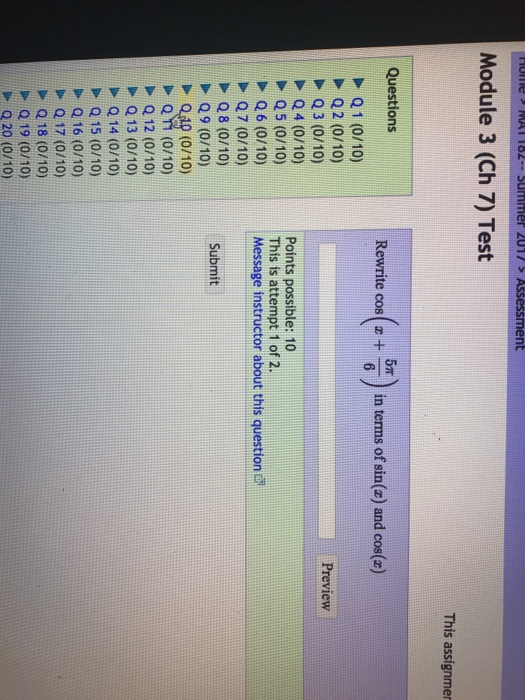 Solved Rewrite cos (x + 5pi/6) in terms of sin(x) and cos(x) | Chegg.com