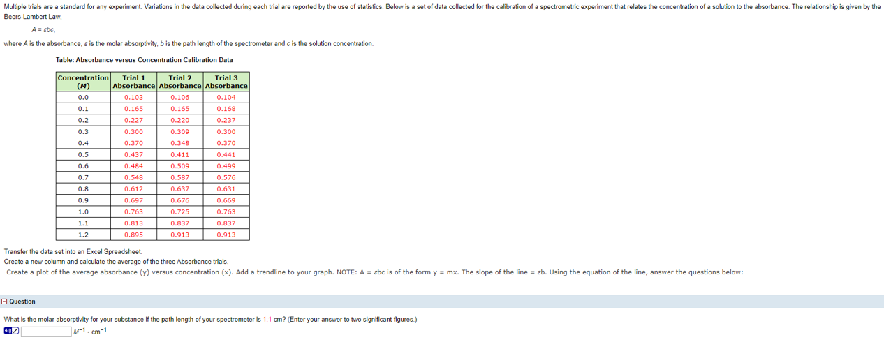 Solved Multiple trials are a standard for any experiment. | Chegg.com