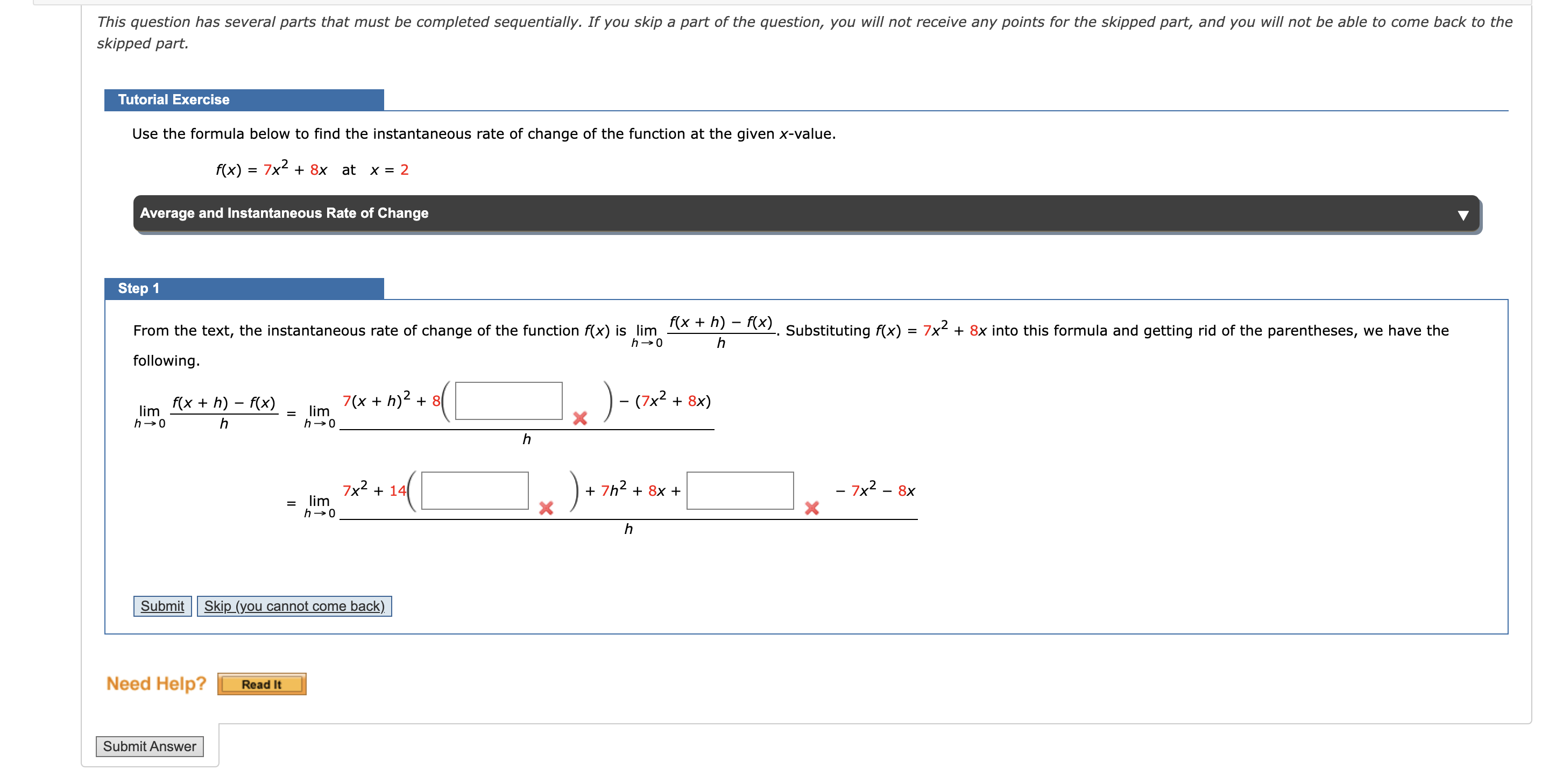 Solved Use the formula below to find the instantaneous rate | Chegg.com