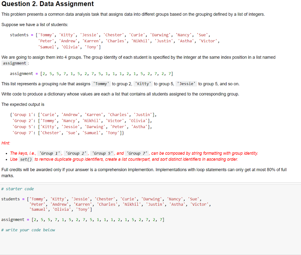Solved Here is the starter code # starter code students = | Chegg.com