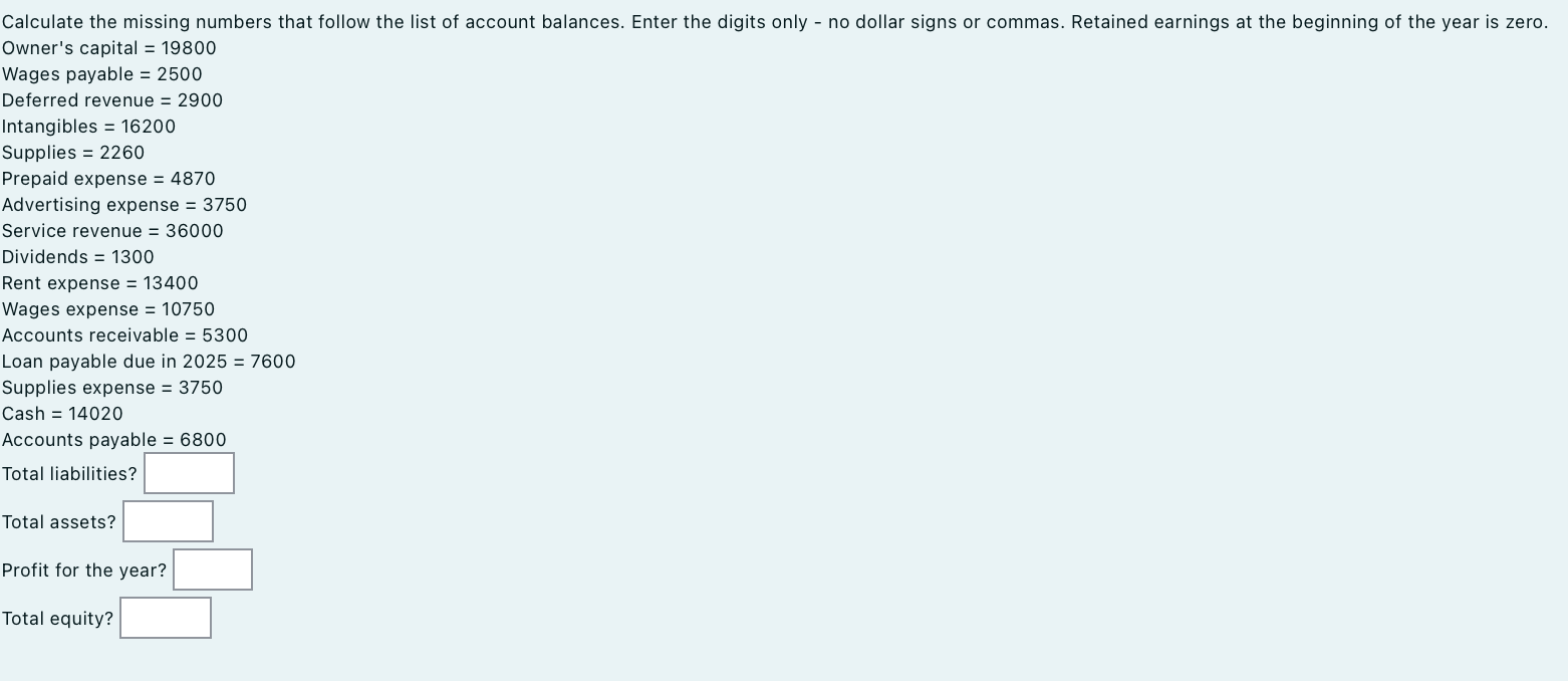 Solved Calculate the missing numbers that follow the list of | Chegg.com