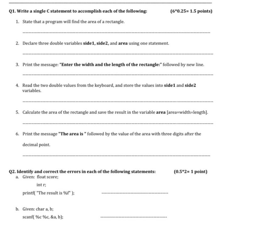 Solved 2. Declare three double variables side1, side 2 , and | Chegg.com