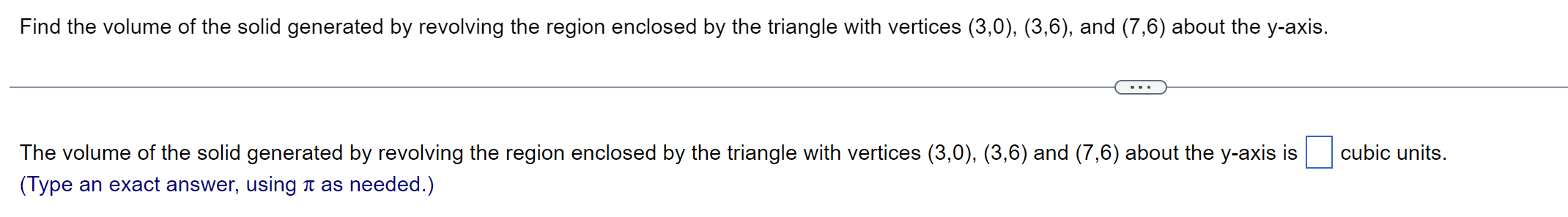 Solved Find the volume of the solid generated by revolving | Chegg.com