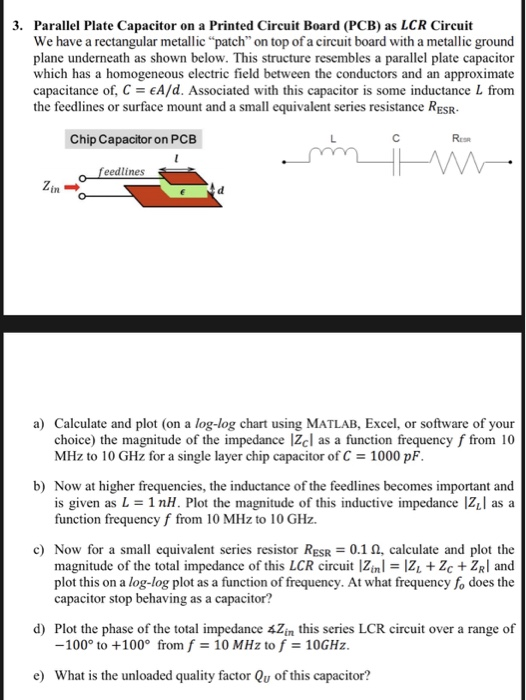 Solved 3. Parallel Plate Capacitor on a Printed Circuit | Chegg.com