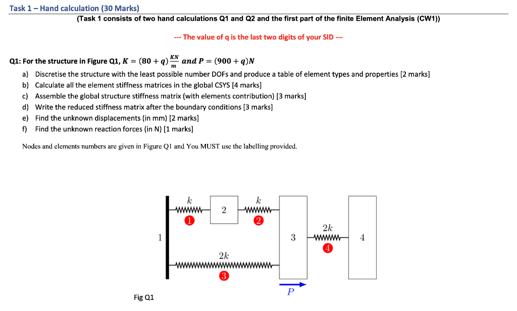 Solved Task 1 - Hand calculation (30 Marks) (Task 1 consists | Chegg.com
