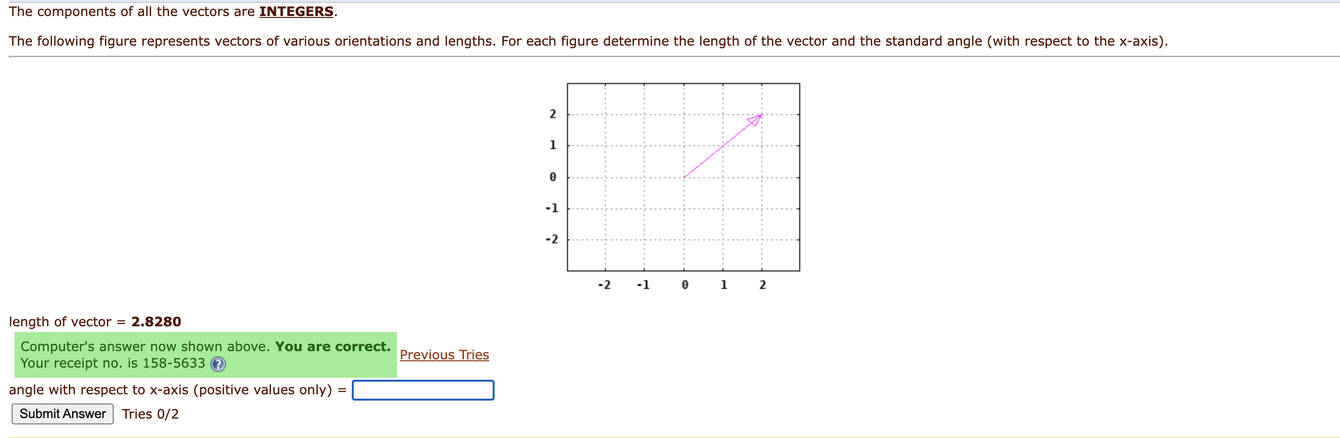Solved The components of all the vectors are INTEGERS. | Chegg.com