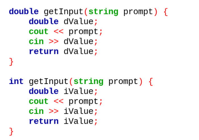 Solved Below are two function definitions for an overloaded | Chegg.com