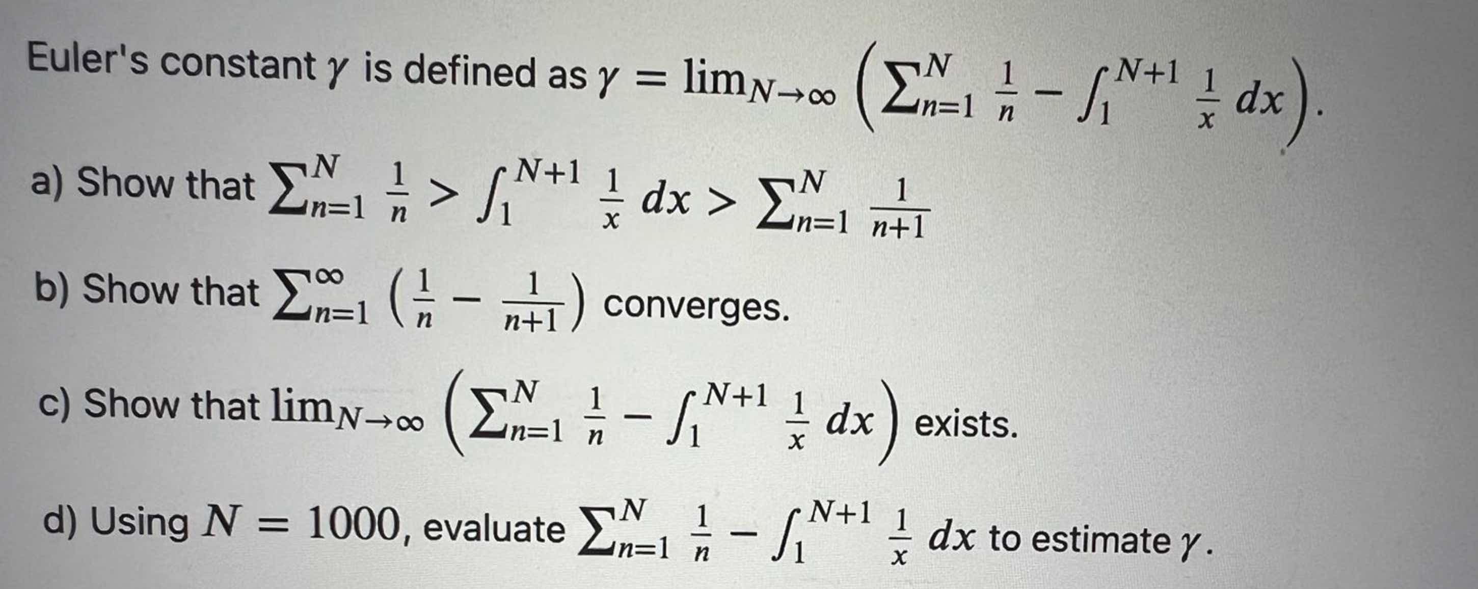Solved Euler's constant γ ﻿is defined as | Chegg.com