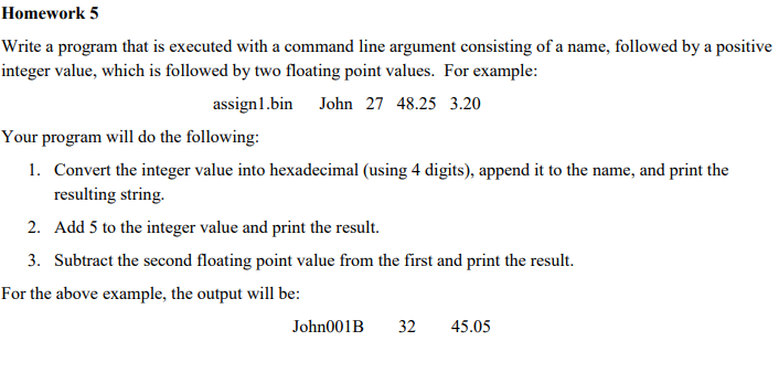 Solved Write a program that is executed with a command line | Chegg.com
