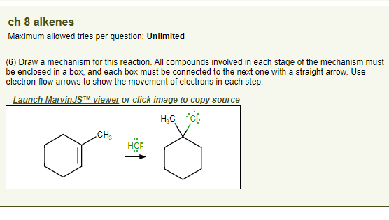 Solved ch 8 alkenes Maximum allowed tries per question: | Chegg.com