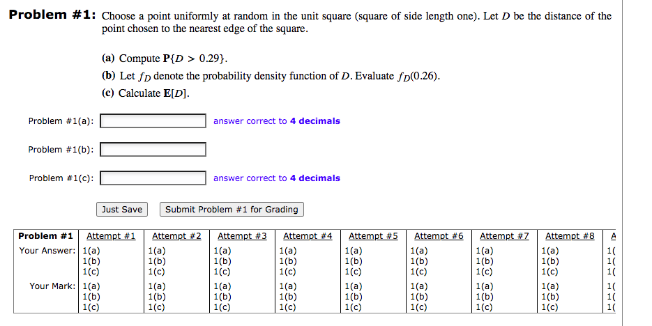 Solved Problem #1: Choose a point uniformly at random in the | Chegg.com