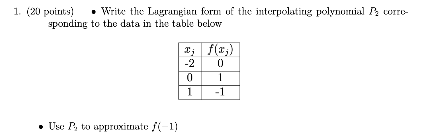 Solved (20 ﻿points) - ﻿Write the Lagrangian form of the | Chegg.com
