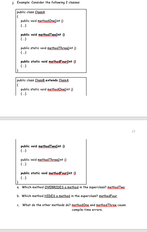 Solved j. Example: Consider the following 2 classes: public | Chegg.com