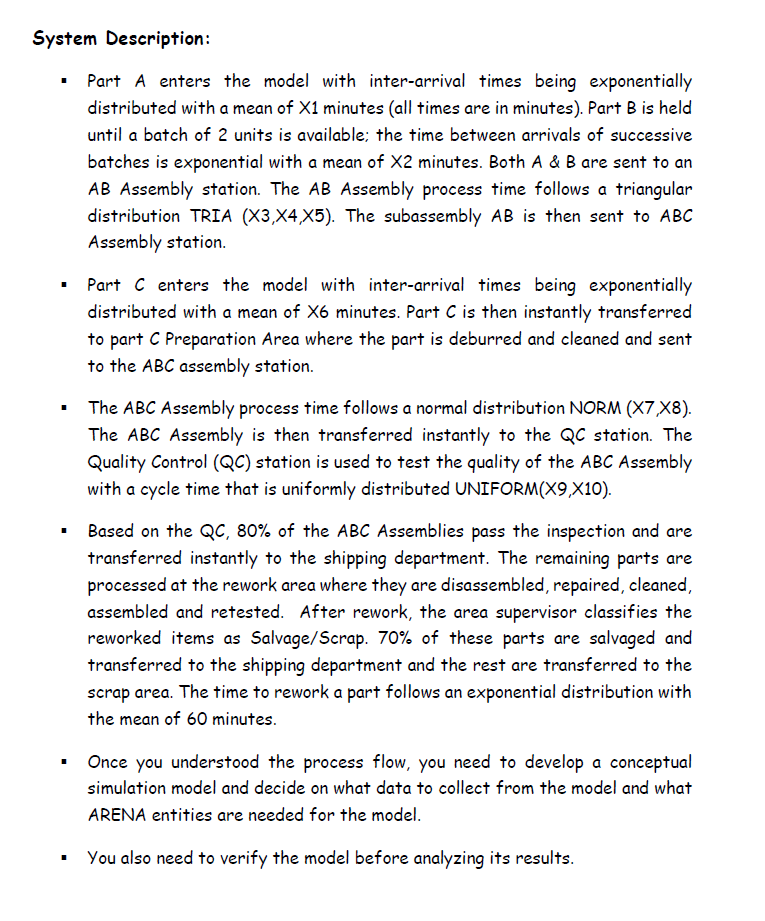 Solved System Description:- ﻿Part \( ﻿A \) ﻿enters the model | Chegg.com
