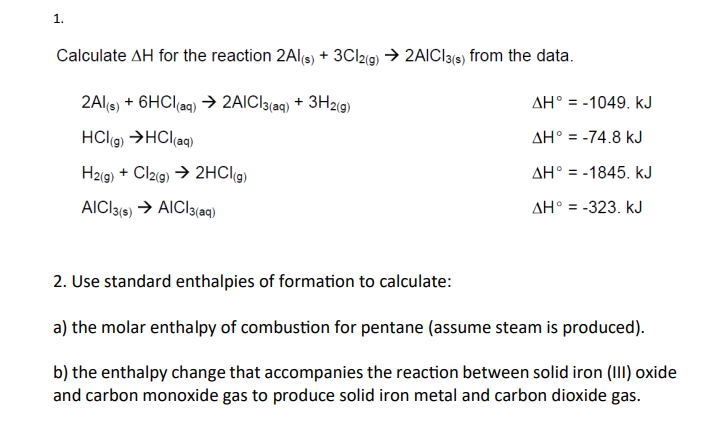 Solved Calculate ΔH ﻿for the reaction | Chegg.com