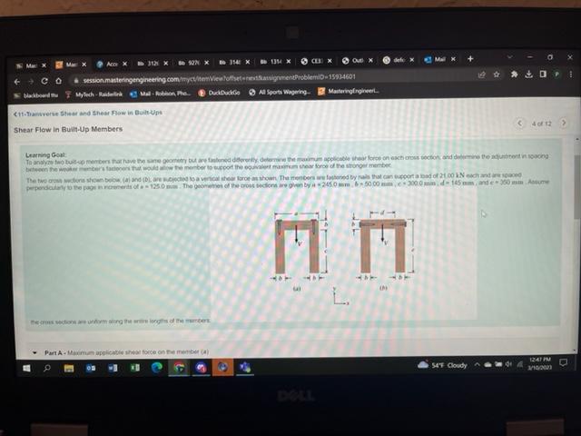 Solved Part A - Maximum applicable shear force on the member | Chegg.com