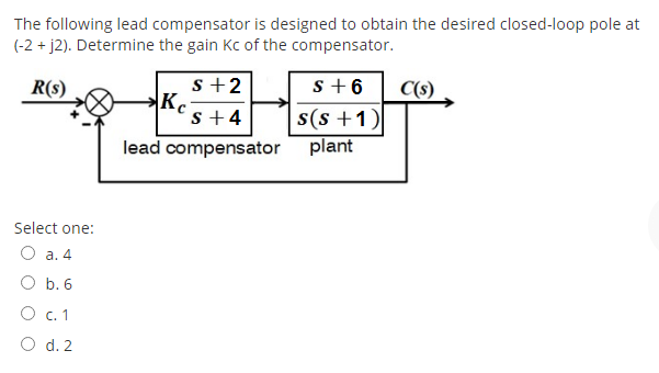 Solved The following lead compensator is designed to obtain | Chegg.com