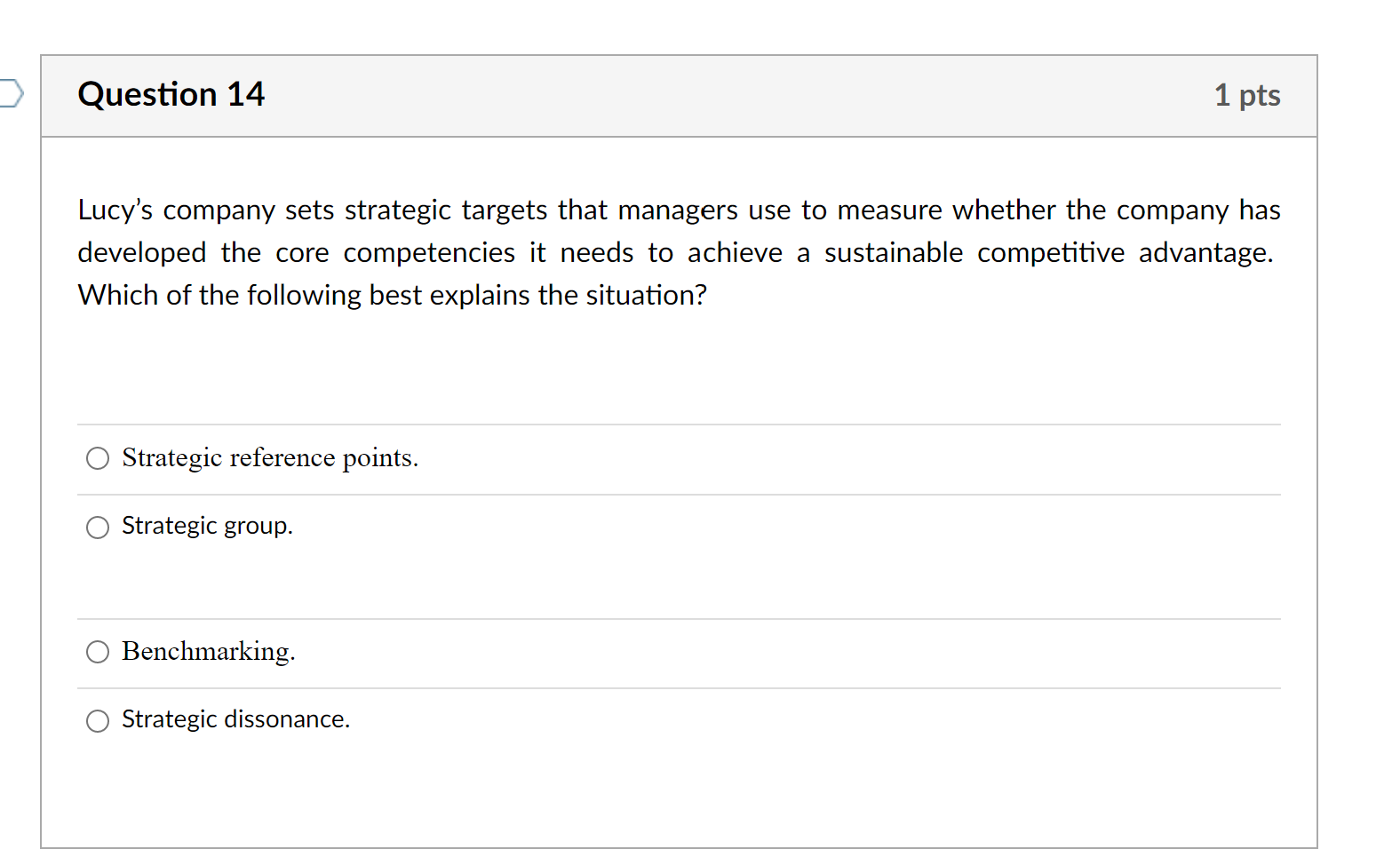 Solved Lucy's company sets strategic targets that managers | Chegg.com