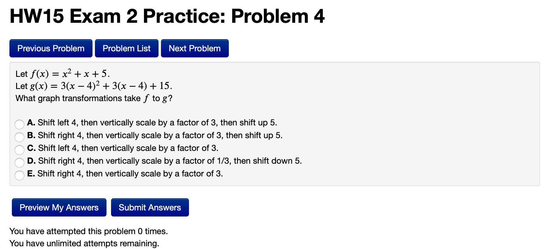 Solved HW15 Exam 2 Practice: Problem 2 Previous Problem | Chegg.com