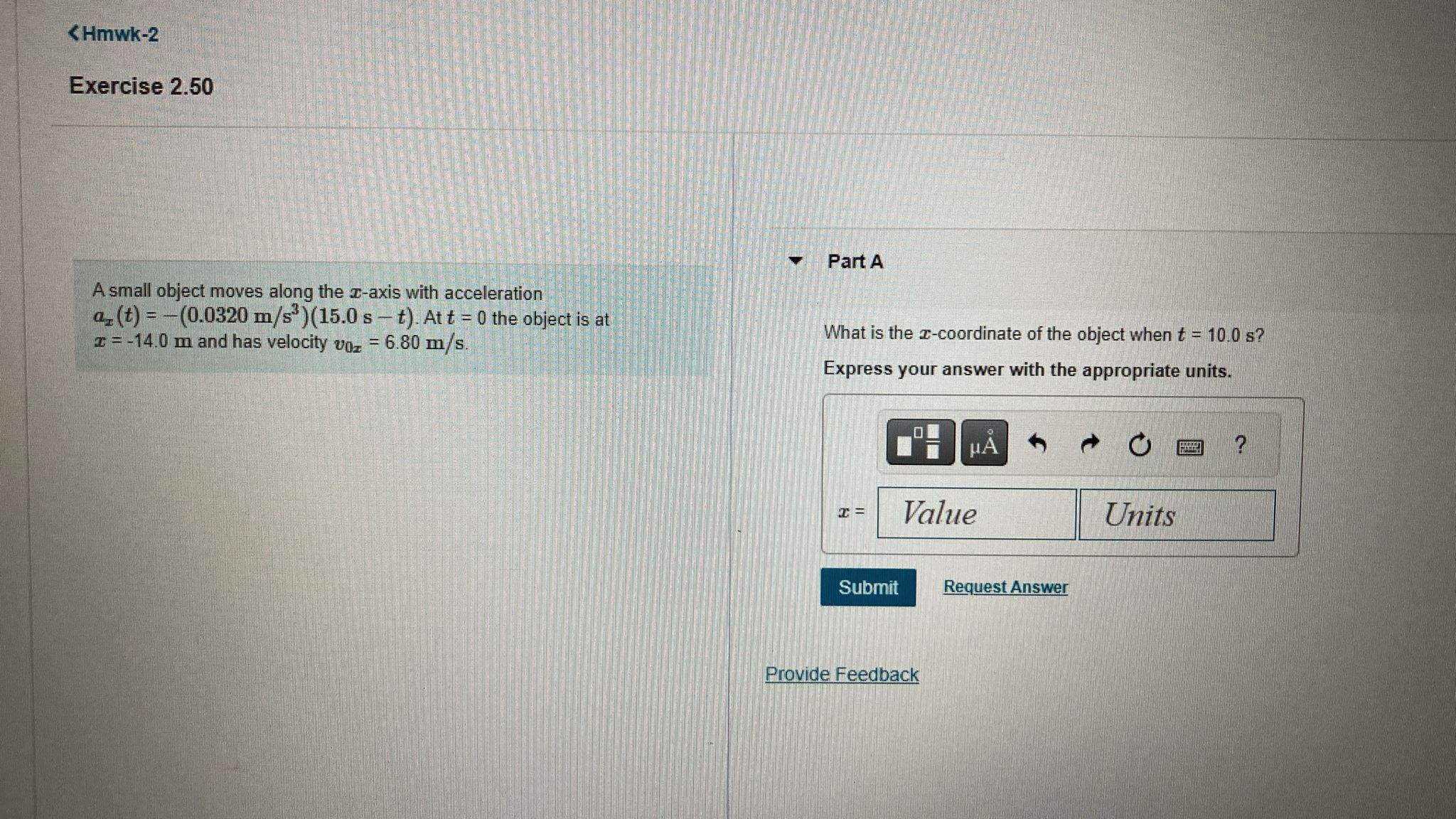Solved A small object moves along the x-axis with | Chegg.com