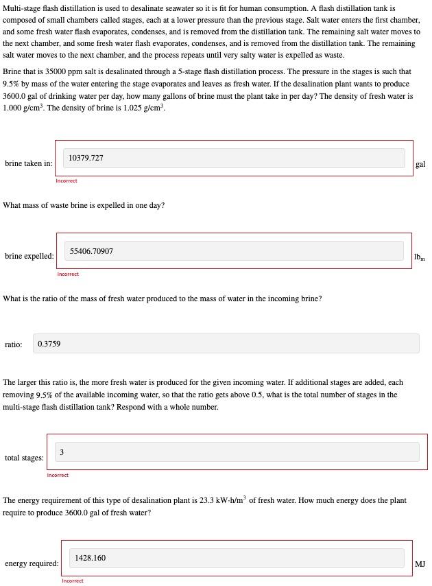 Solved Multi-stage flash distillation is used to desalinate | Chegg.com