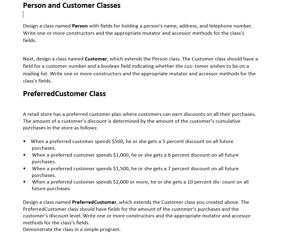 Solved Design a class named Person with fields for holding a | Chegg.com