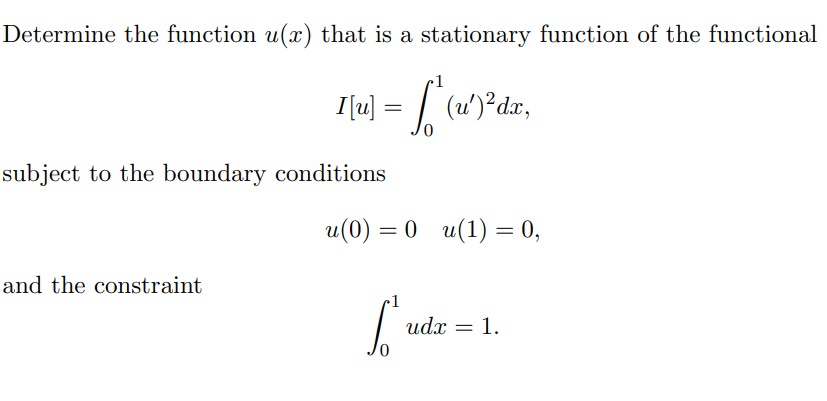 Solved Determine the function u(x) that is a stationary | Chegg.com