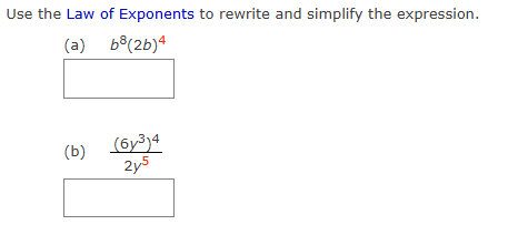 Solved Use the Law of Exponents to rewrite and simplify the | Chegg.com