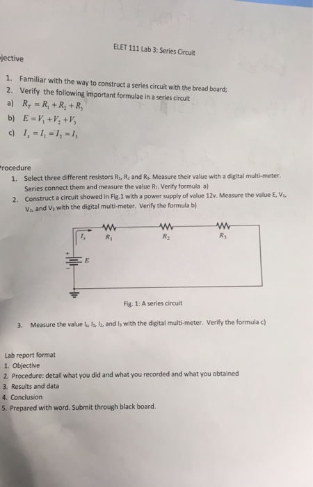 Solved ELET 111 Lab 1: Resisters Objective .Familiar with | Chegg.com