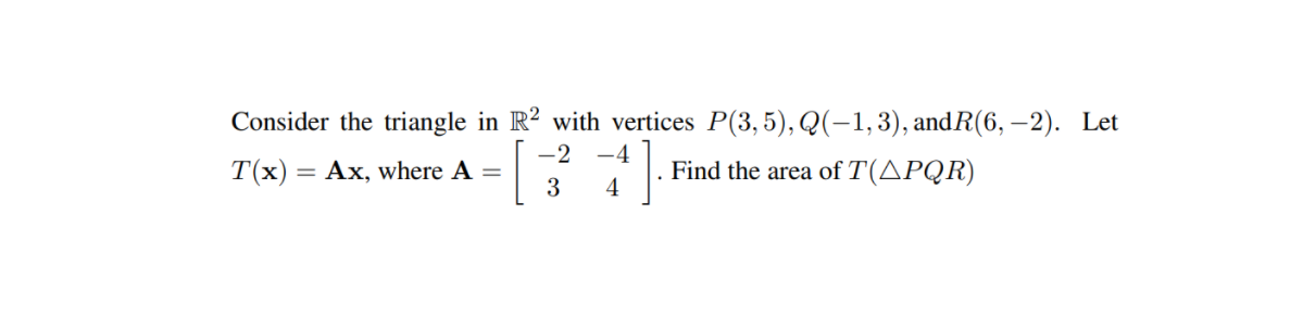 Solved Consider the triangle in R2 with vertices P(3,5), | Chegg.com