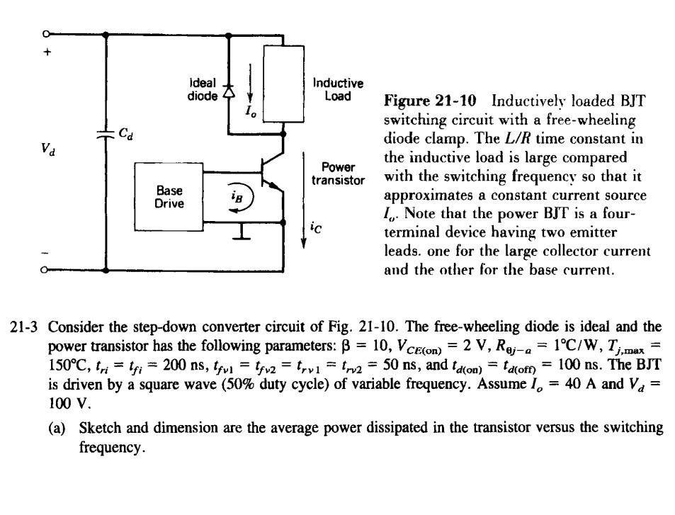 Solved Figure 21-10 Inductively loaded BJT switching circuit | Chegg.com