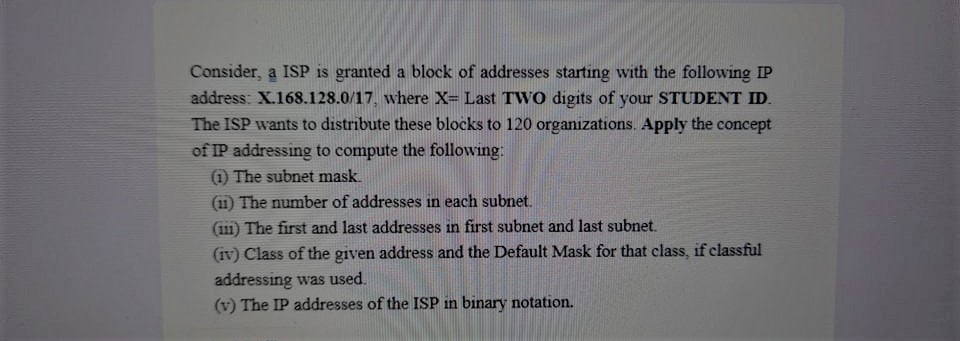 Solved Consider, a ISP is granted a block of addresses | Chegg.com