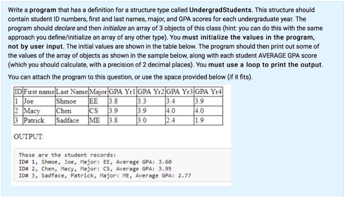 Solved Write a program that has a definition for a structure | Chegg.com