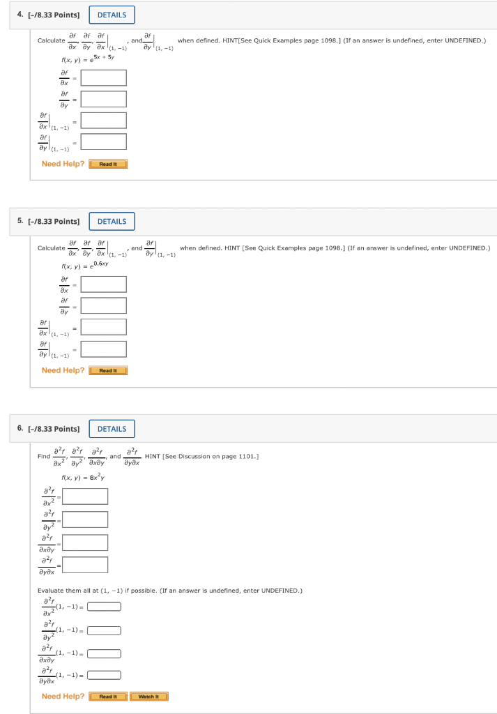 Solved 4. [-/8.33 Points] DETAILS Calculate ar ar ar ar and | Chegg.com