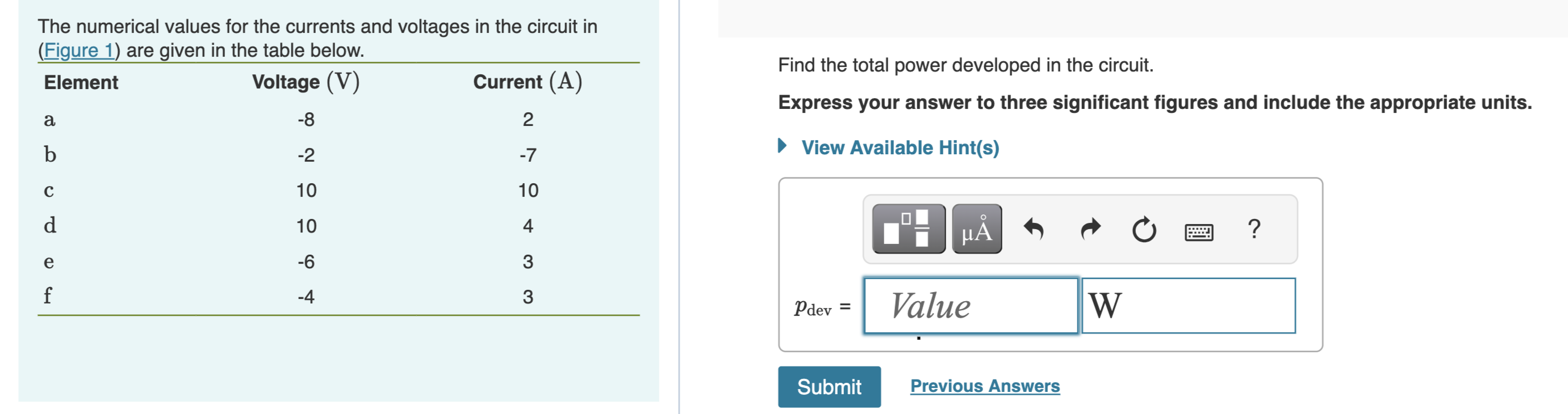 Solved The numerical values for the currents and voltages in | Chegg.com
