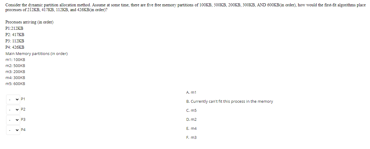 Solved Consider the dynamic partition allocation method. | Chegg.com