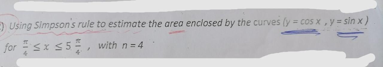 Solved 2) Using Simpson's rule to estimate the area enclosed | Chegg.com