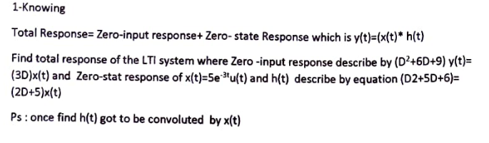 Solved 1-Knowing Total Response= Zero-input response+ | Chegg.com