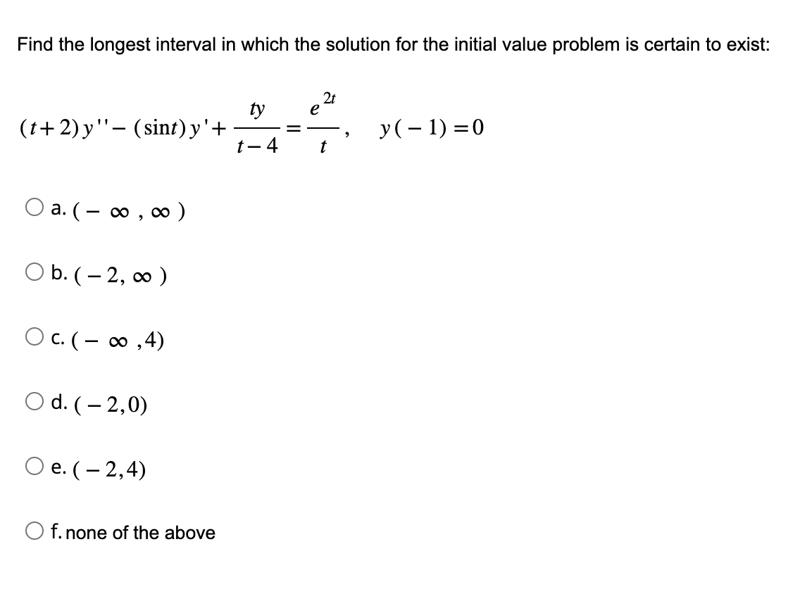 Solved Find the longest interval in which the solution for | Chegg.com