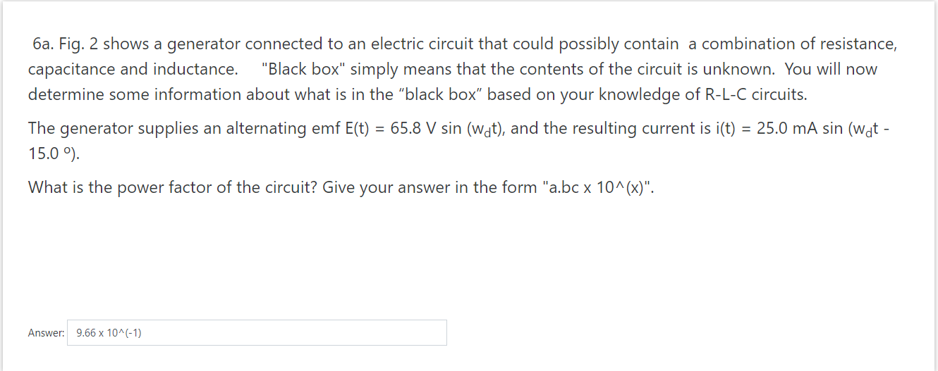 Solved 6a. Fig. 2 shows a generator connected to an electric | Chegg.com