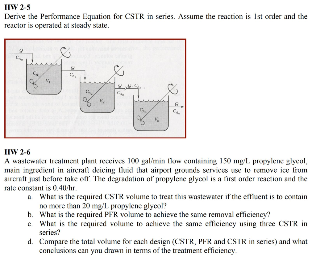 Solved HW 2-5 Derive the Performance Equation for CSTR in | Chegg.com