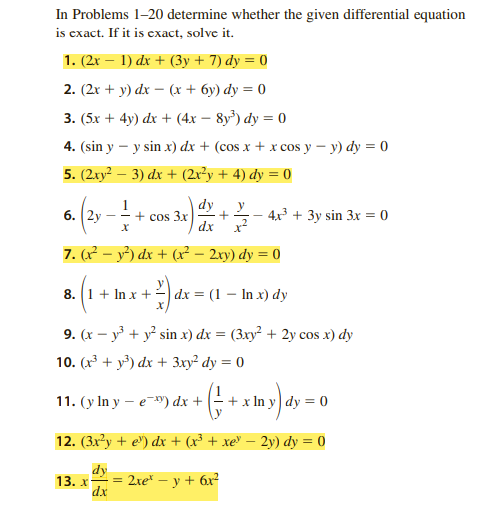 Solved In Problems 1-20 determine whether the given | Chegg.com