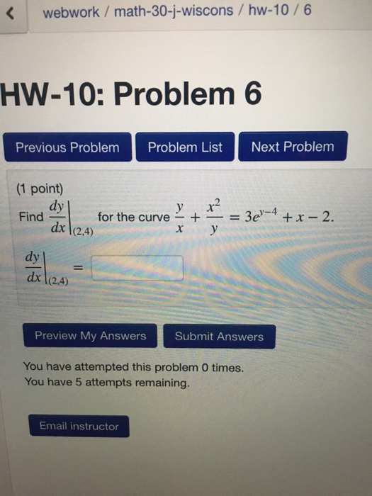 Solved webwork / math-30-j-wiscons / hw-10/6 HW-10: Problem | Chegg.com