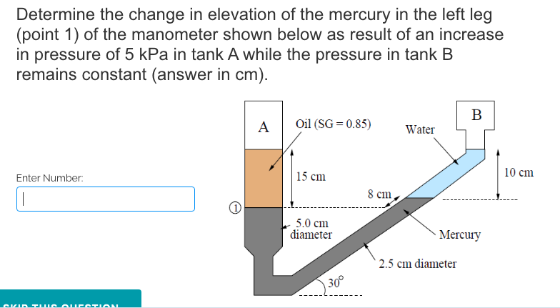 Solved Determine the change in elevation of the mercury in | Chegg.com