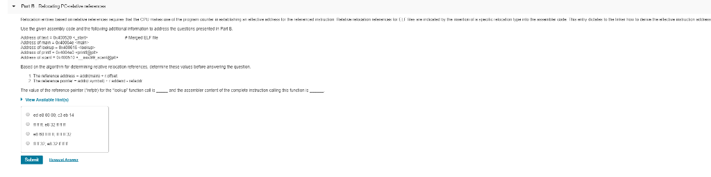 Part A Identifying the sections in an ELF file This | Chegg.com