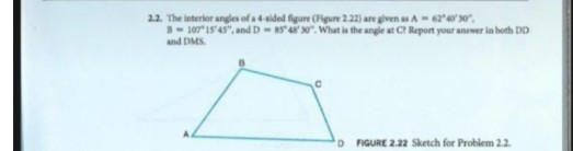 Solved 2.2. The interior angle of a 4-sided figure (Figure | Chegg.com