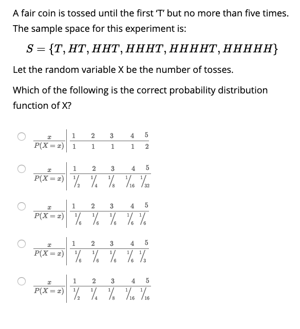 Solved A fair coin is tossed until the first T' but no more | Chegg.com